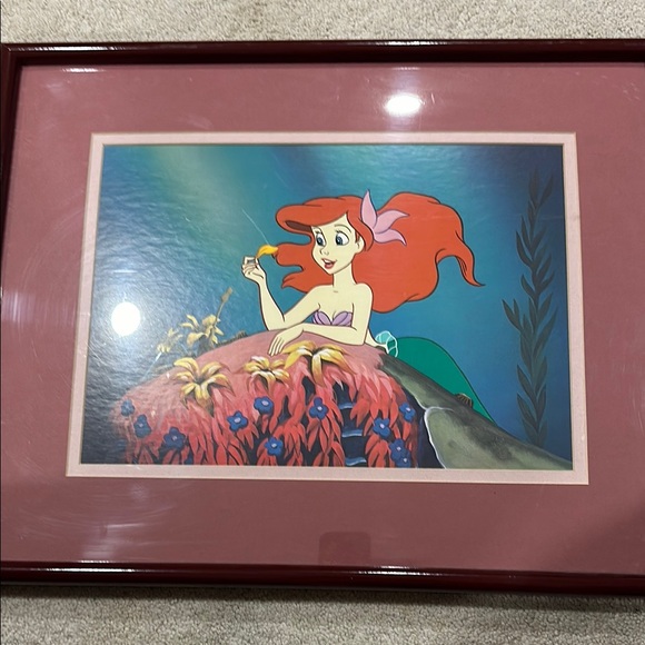 Disney | Art | Framed Ariel Art Print With Red Frame | Poshmark